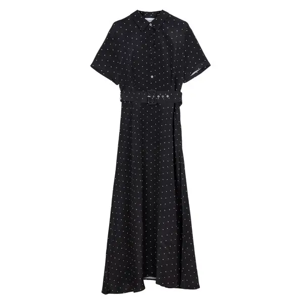 BEL CASHMERE Black / White Monaco Silk Dress Black With Dots - Black/white