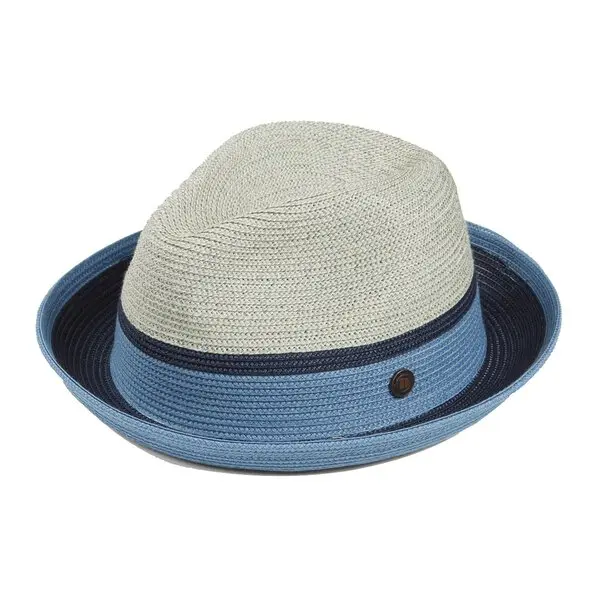 DASMARCA HATS Dasmarca Verona Aqua Lightweight Summer Two Tone Straw Fedora Hat For And - Blue