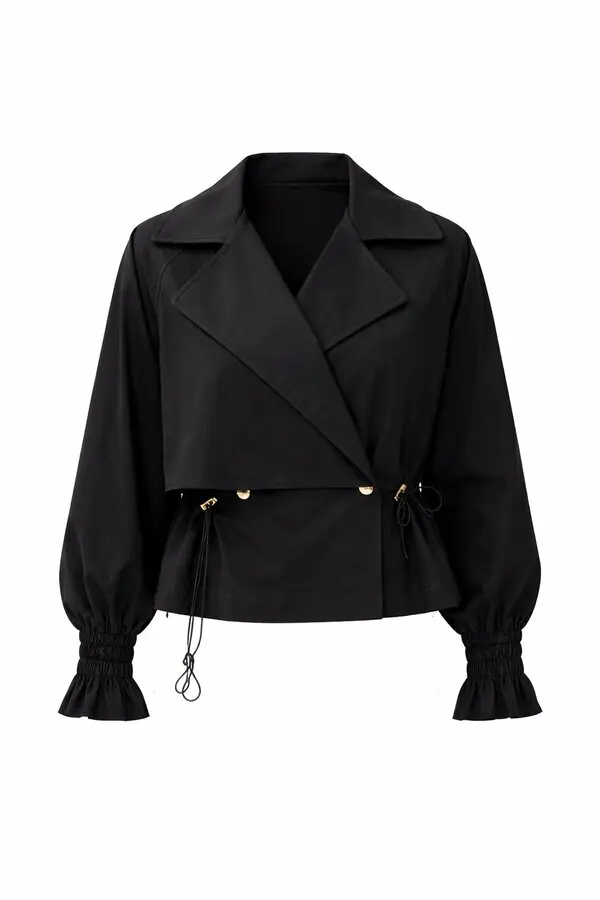 EXQUISE Yareli Collar Jacket - Black