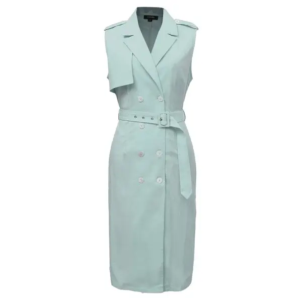 SMART AND JOY Double Breasted Trench Style Sleeveless Dress Mint - Green