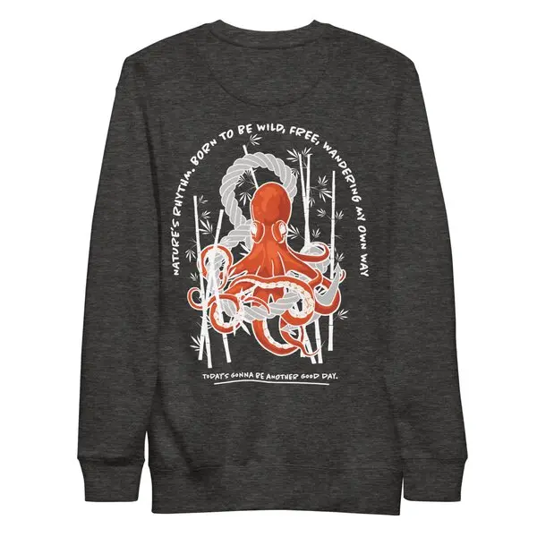 ANCHOR & CREW Heather Octopus Another Good Day Cotton Blend Sweatshirt - Black