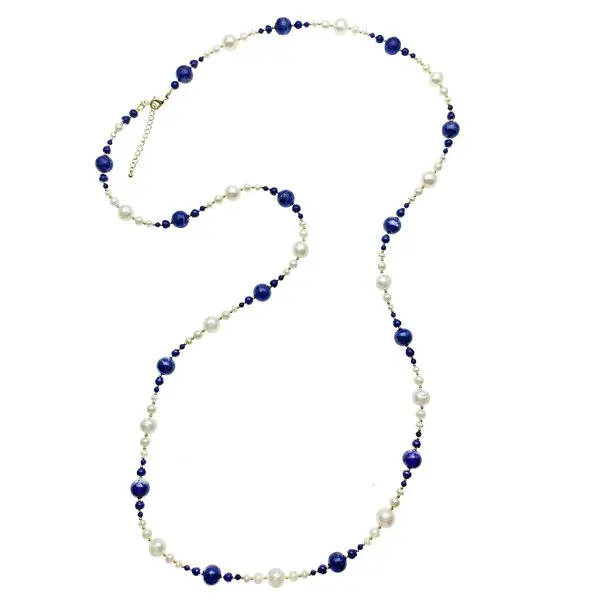 FARRA Freshwater & Round Lapis Multi-way Necklace