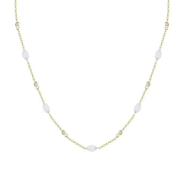 KAMARIA Drilled Opal Layering Necklace - White