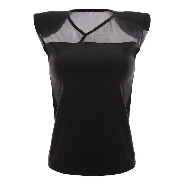 SILVIA SERBAN Shoulder Pad Stretch Top - Black