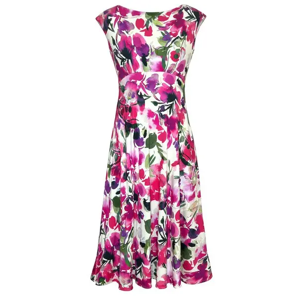 ALIE STREET LONDON Luna Midi Dress With Pockets In Fuchsia Florals - Pink