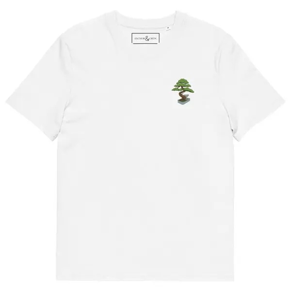 ANCHOR & CREW Bonsai Garden Dystopia Organic Cotton Embroidered T-shirt - White