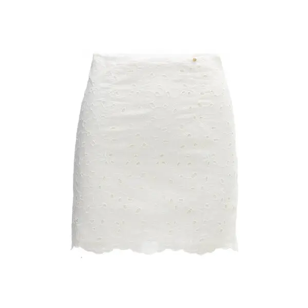 NISSA Embroidered Cotton Skirt - White