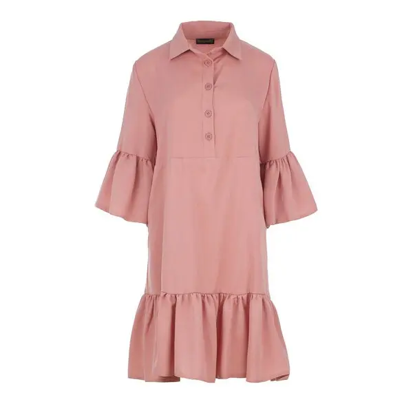 CONQUISTA Blush Tencel Shirt Dress - Pink