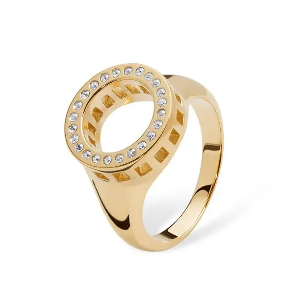 LUCY QUARTERMAINE Art Deco Halo Ring In Vermeil - Gold