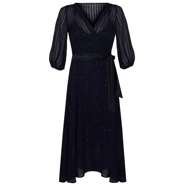 SACHA DRAKE Vivienne Wrap Dress In Navy Sparkle - Blue