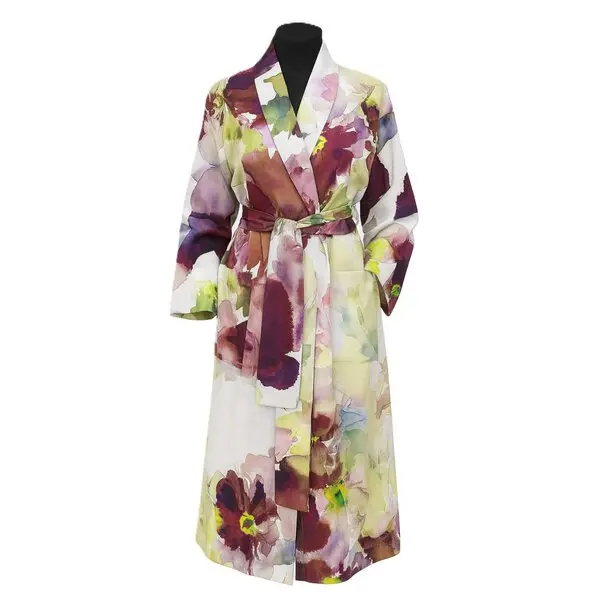 DECOFLUX HOME Classic Cotton Sateen Bathrobe Flower Mist - Green