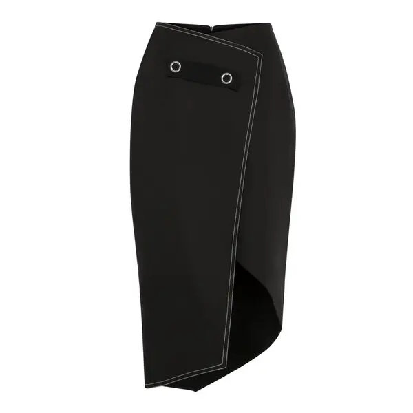 MIRIMALIST Wrap Pencil Midi Skirt - Black