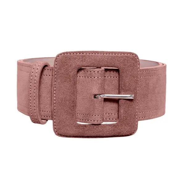 BELTBE Suede Square Buckle Belt Dusty Rose - Pink