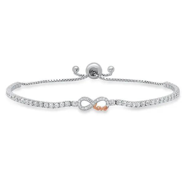 KYLIE HARPER Sterling Petite Two-tone Infinity 'love' Cz Adjustable Bracelet - Silver
