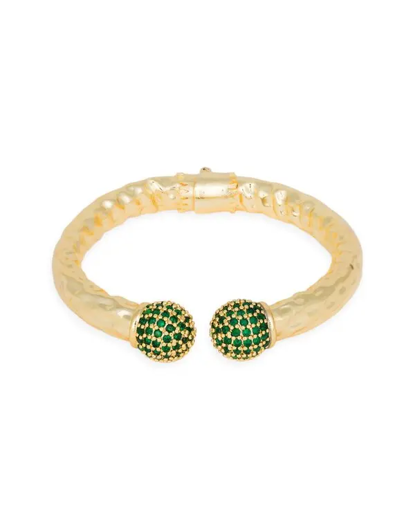 KYBELE STUDIO Gold / Green Cactus Bloom Zircon Bangle - Gold/green