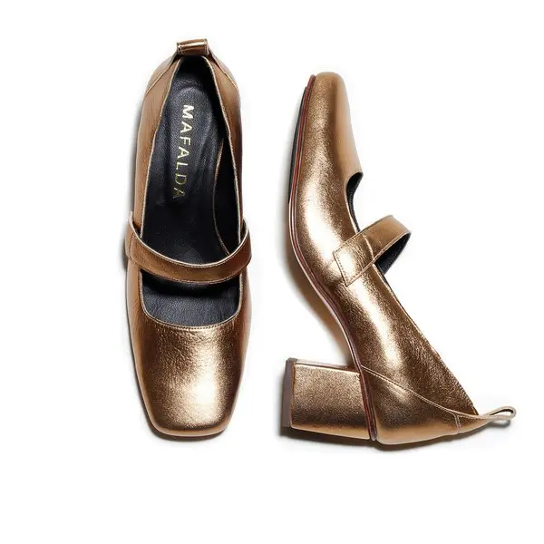 MAFALDA Jamille Mary Jane Pumps - Gold