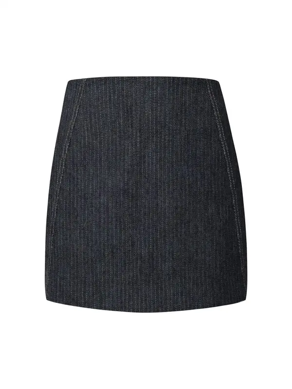 TIA DORRAINE Denim Mini Skirt Pinstripe
