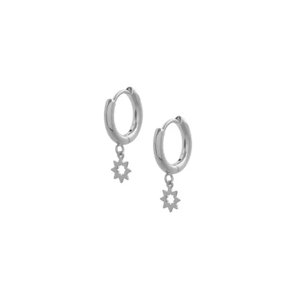 A WEATHERED PENNY Silver Celestial Hoops - Gray