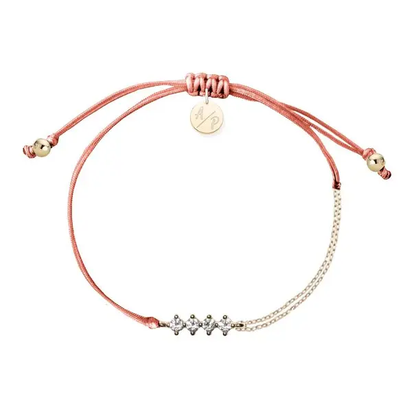 ADRIANA PAPPAS DESIGNS Cz Crystal Bar Bracelet On Colored Cord Coral - Pink