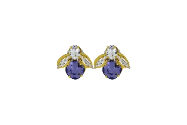 VICKISARGE The Baby Bee Earrings In Gold Clip - Purple