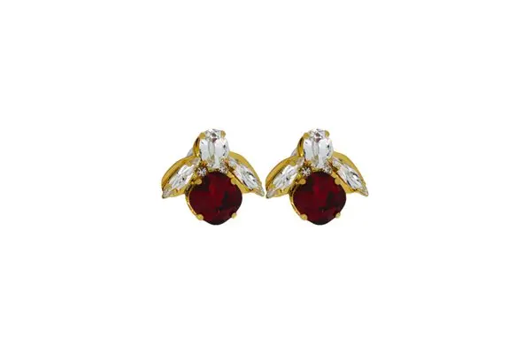 VICKISARGE The Baby Bee Earrings In Gold Clip - Red