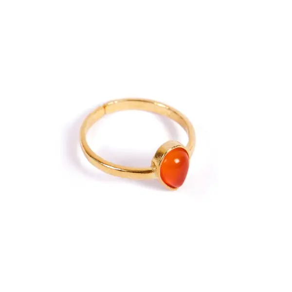 LES REINES Lyrical Sunset Minimalist Ring 24k Gold Plated - Orange