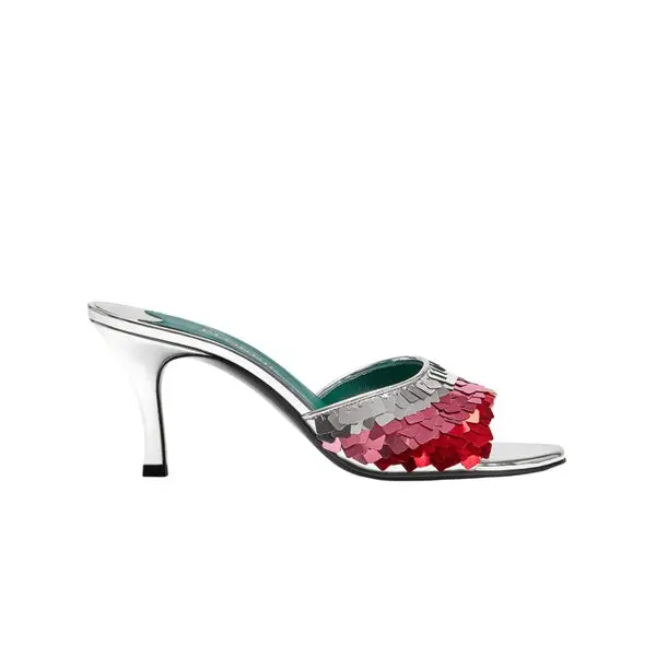 FLORRIE Bb 75mm Sequin Mule Pink, Red - Silver
