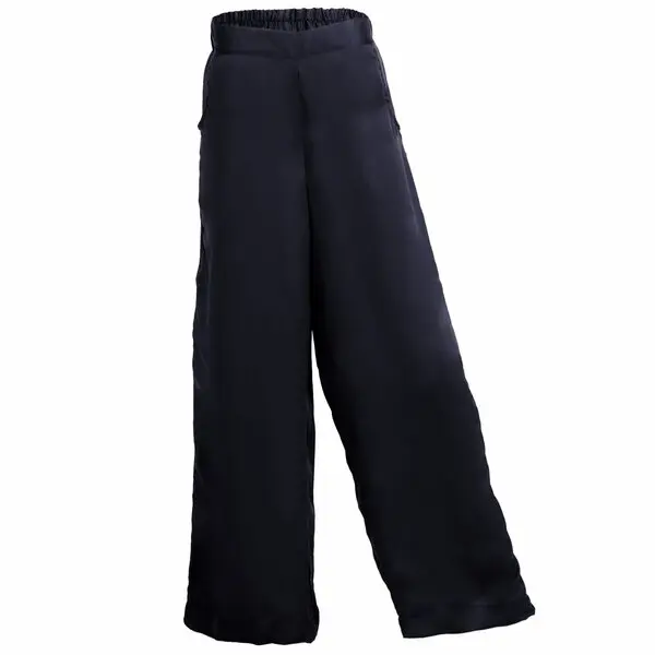 CEVA CU DICHIS Elastic Waist Trousers Made Of Vegan Silk - Black