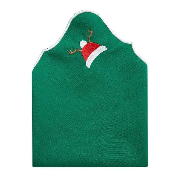 KM HOME COLLECTION Santa Hat Embroidery Cotton Napkins Set Of 2 - Green