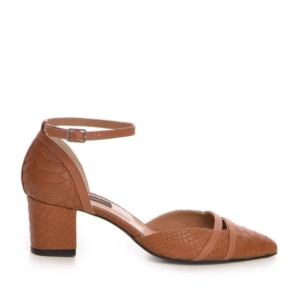 THE 5TH ELEMENT Adele Pumps In Camel Embossed Leather - Brown