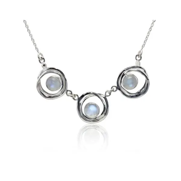 ISLA SILVER Handmade Majestic Circular Moonstone Necklace - Silver