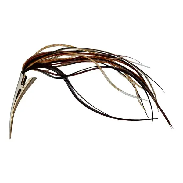 ROMER MILLINERY Feather Hair Clip - Brown/silver