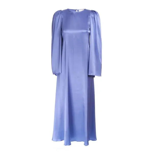 SOFIA TSERETELI Silk Flare Dress With Wide Sleeves - Blue