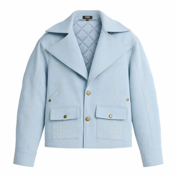 LUROQ LONDON Stonewashed Quilted Blazer - Blue