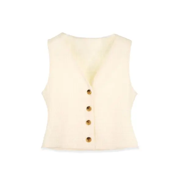 PROFILE NYC Crinkle Cream Vest - White