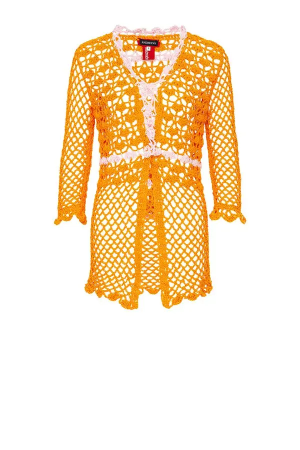 ANDREEVA California Poppy Handmade Crochet Shirt - Orange