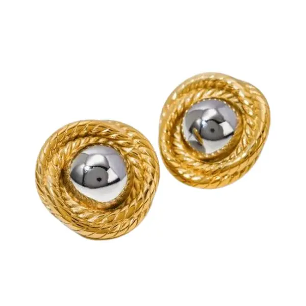 NAZZAR Gold / Silver Two-tone Rope Round Vintage Earrings - Gold/silver