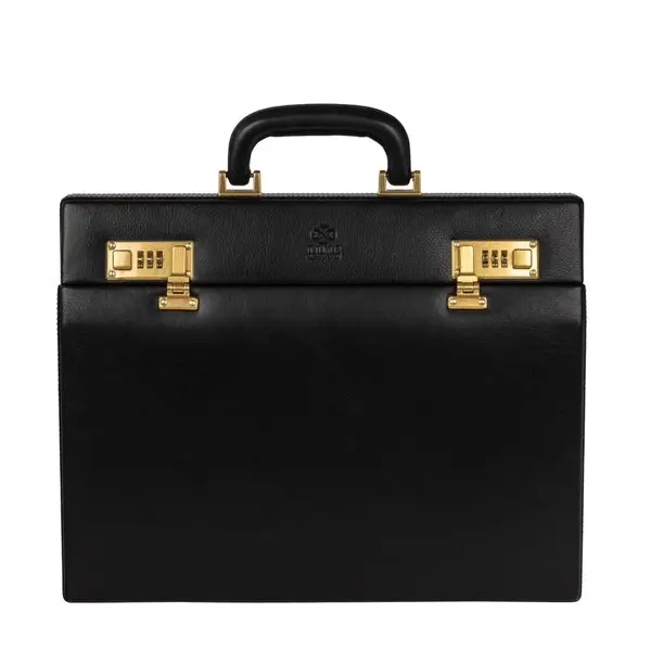 TIME RESISTANCE Leather Attaché Case Briefcase Vendetta - Black