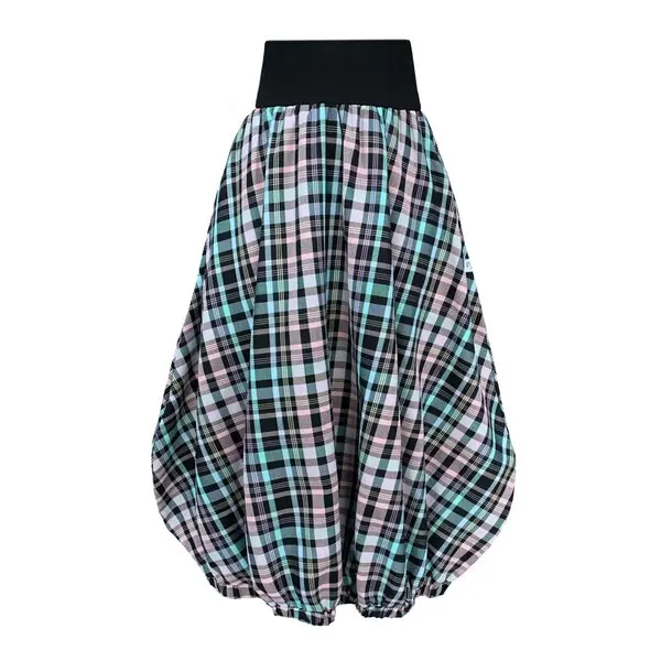 FROCK TALES Ram Parachute Skirt In Pastel Check - Black