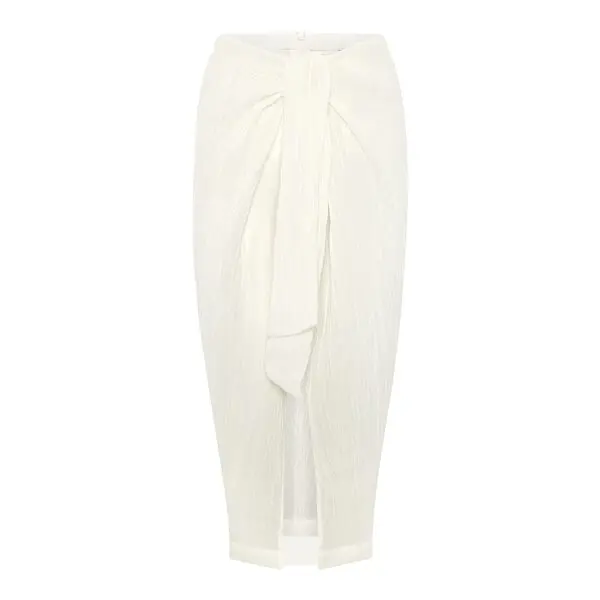 THE SUMMER EDIT Amy Crinkle Linen Skirt - White
