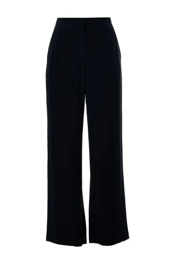 LOUCHE Tilde Linen Mix Wide Leg Trousers - Black