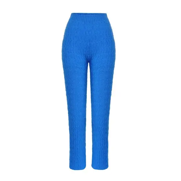 CCY CURRENCY Zigzag Mohair Pants - Blue
