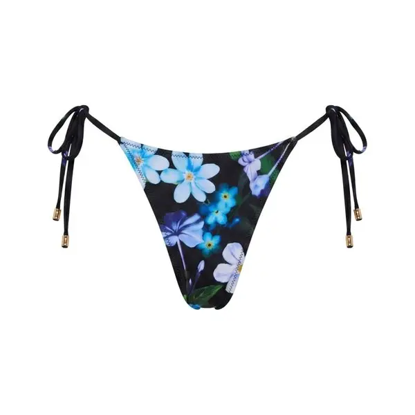 SUNKISSED Floral Triangle Bikini Bottoms - Black/blue