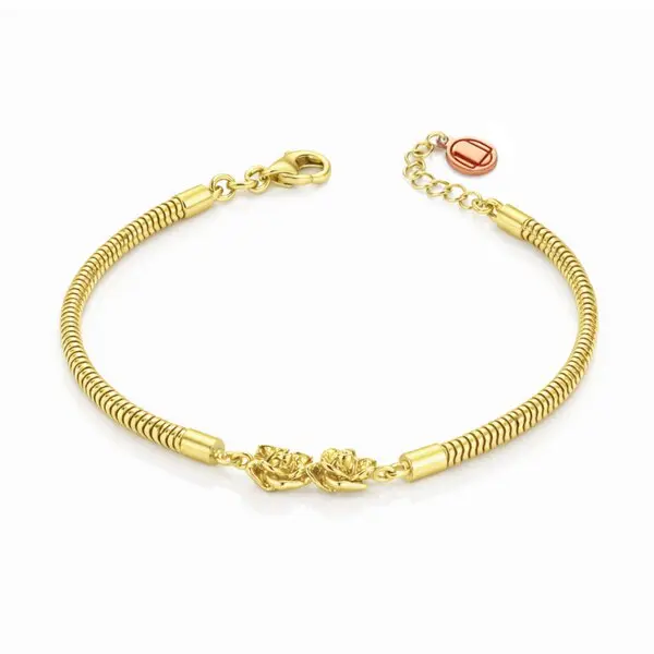 UNALOE Purelei Double Rose Vermeil Snake Chain Bracelet In Sterling Silver - Gold