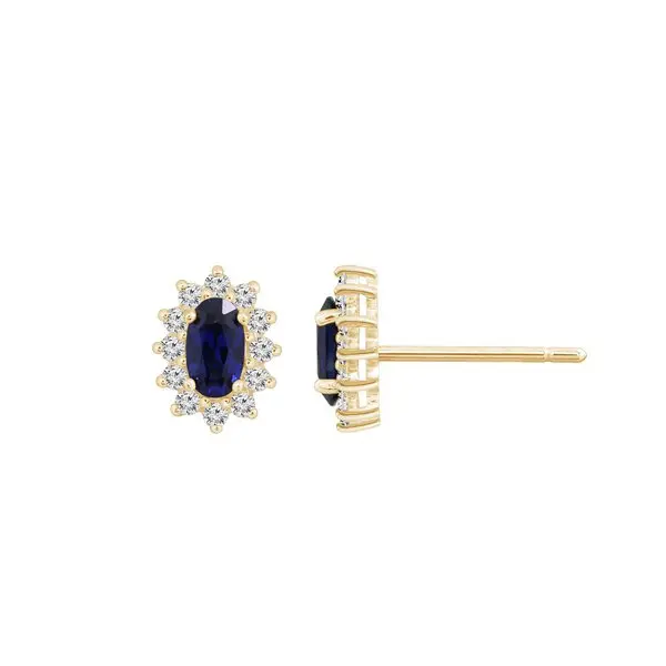 KIERA Oval Cut Created Sapphire With Lab Grown Diamond Accent Halo Stud Earrings - Yellow