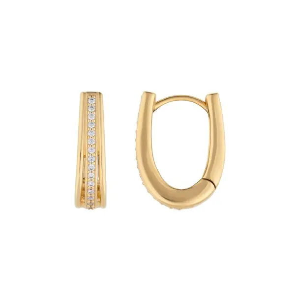 LULU B LONDON Large Classic Hoop Earrings With Cubic Zirconia - Gold