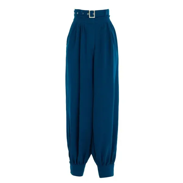 JULIA ALLERT Belted High-waist Balloon-leg Pants - Blue