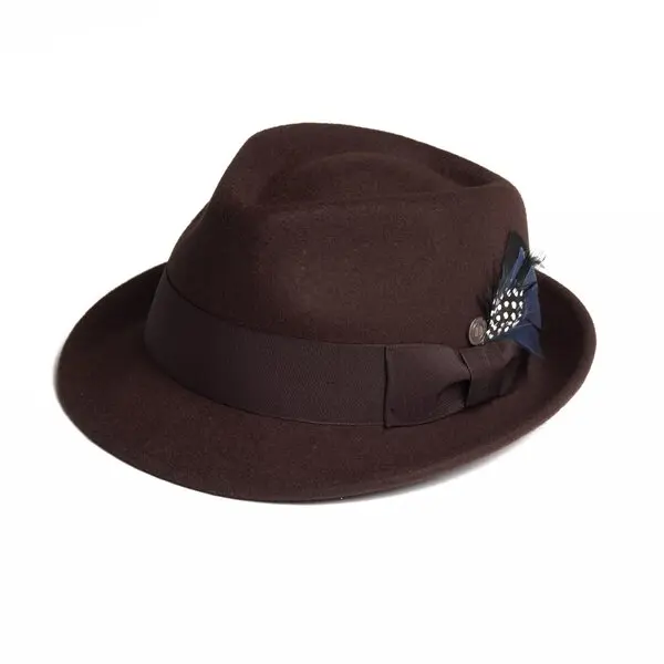 DASMARCA HATS Darwin Felt Trilby With Feather - Brown
