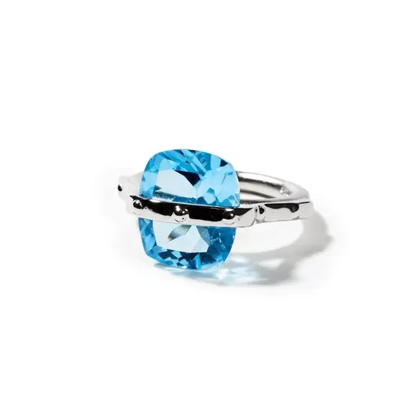 GERMAN KABIRSKI Lach Silver Ring With Swiss Blue Topaz