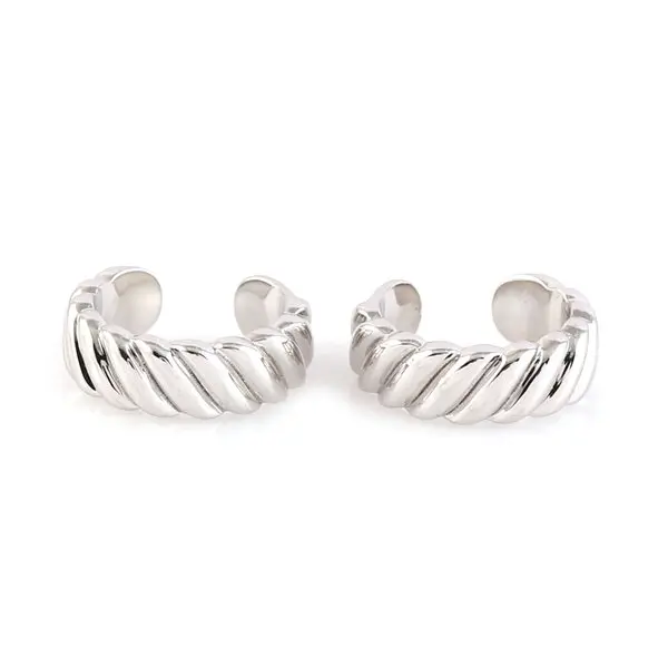 ARTISAN 18k Gold Twisted Ear Cuff Earrings - White